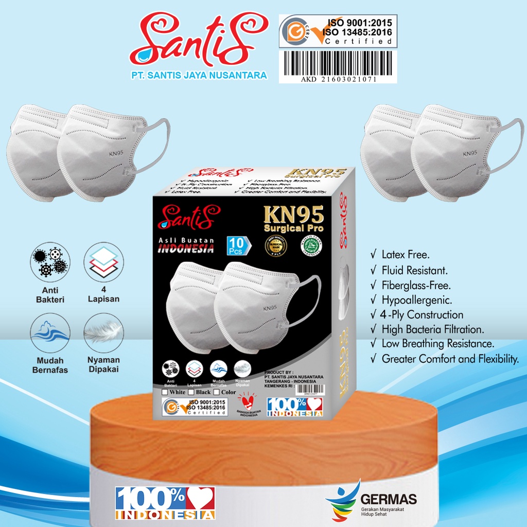 Jual masker KN95 Pro 4ply / face mask / surgical Mask Santis | Shopee ...