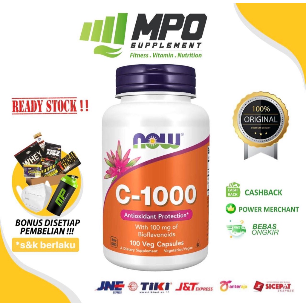 Jual NOW C-1000 with 100 mg of Bioflavonoids 100caps Vitamin C Vit C ...