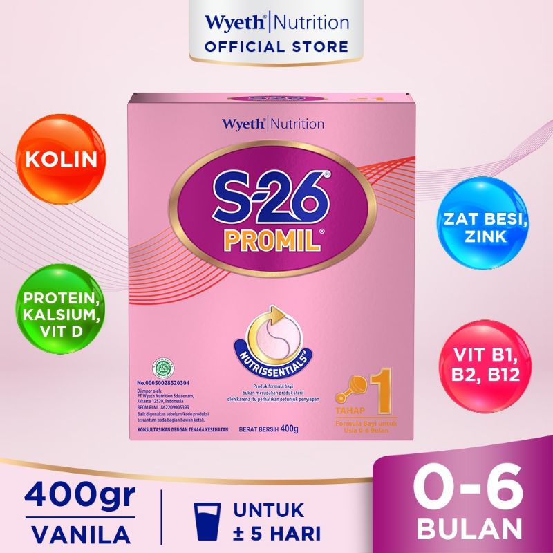Jual S-26 PROMIL TAHAP 1 SUSU FORMULA USIA 0-6 BULAN, KOTAK 400GR ...