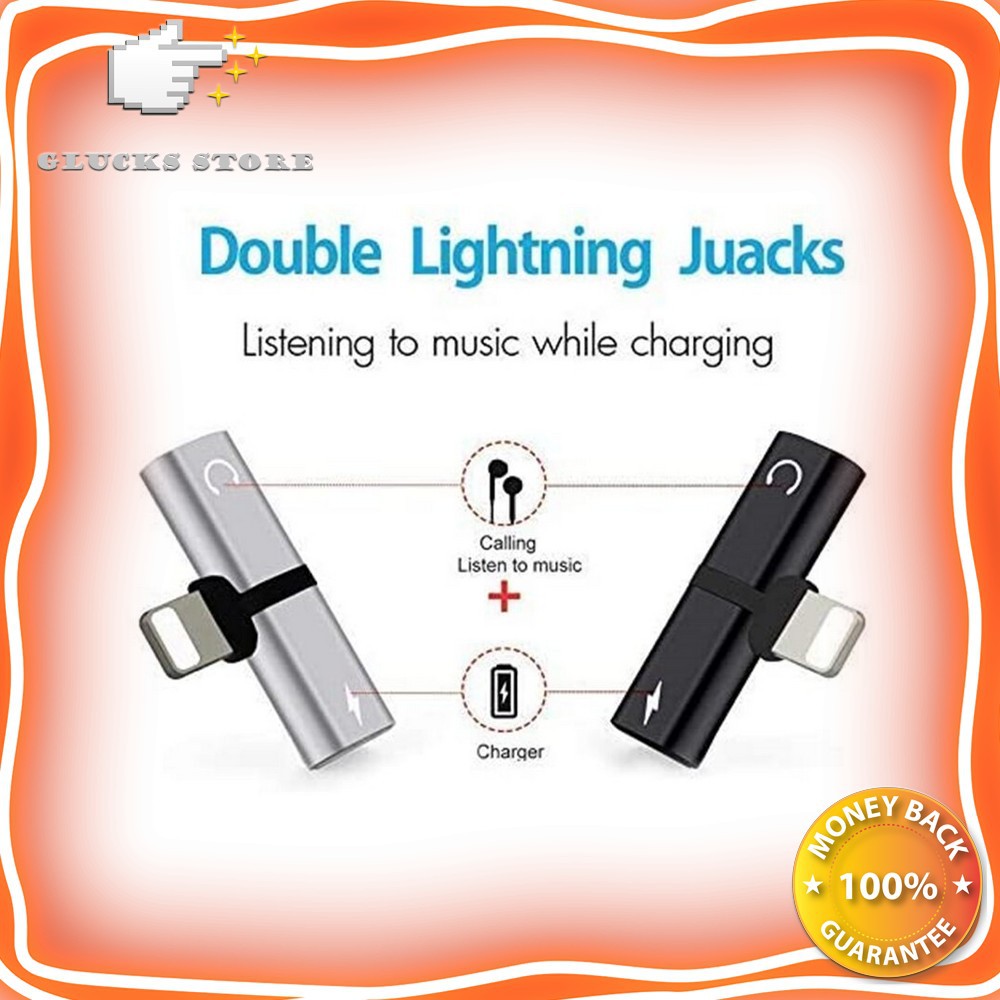 Jual Splitter Lightning 2in1 Aux Audio Adapter TRIPLEDI Port Charger ...