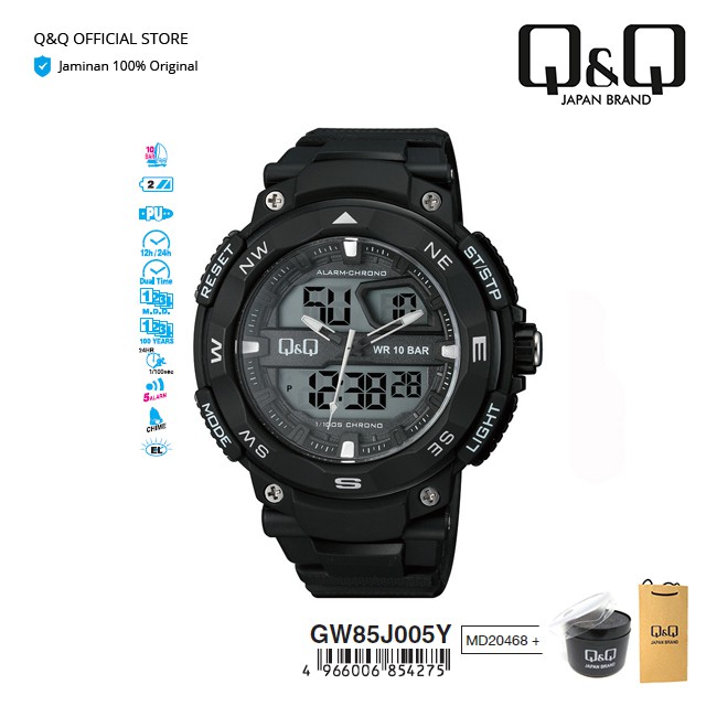 Jual Q&Q QnQ QQ Original Jam Tangan Pria Dual Time - GW85 GW85J Water ...