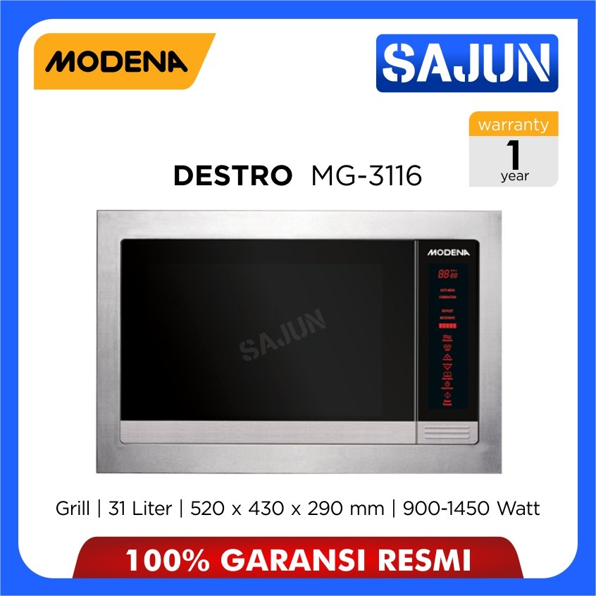 Jual Modena Microwave Oven + Grill MG 3116 31 Liter DESTRO MG3116 ...