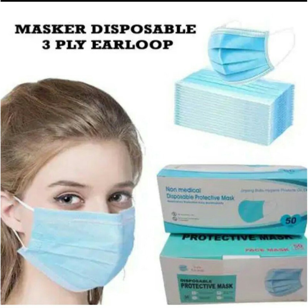 Jual MASKER 3 PLY SATU BOX ISI 50 PCS | Shopee Indonesia