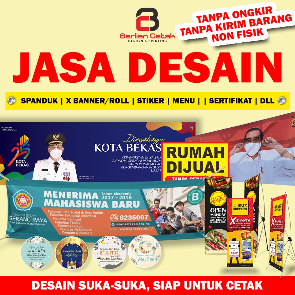 Jual JASA DESAIN SPANDUK BEKASI, BANNER, XBANNER/ROLL,STIKER DLL (FREE ONGKIR) | Shopee Indonesia