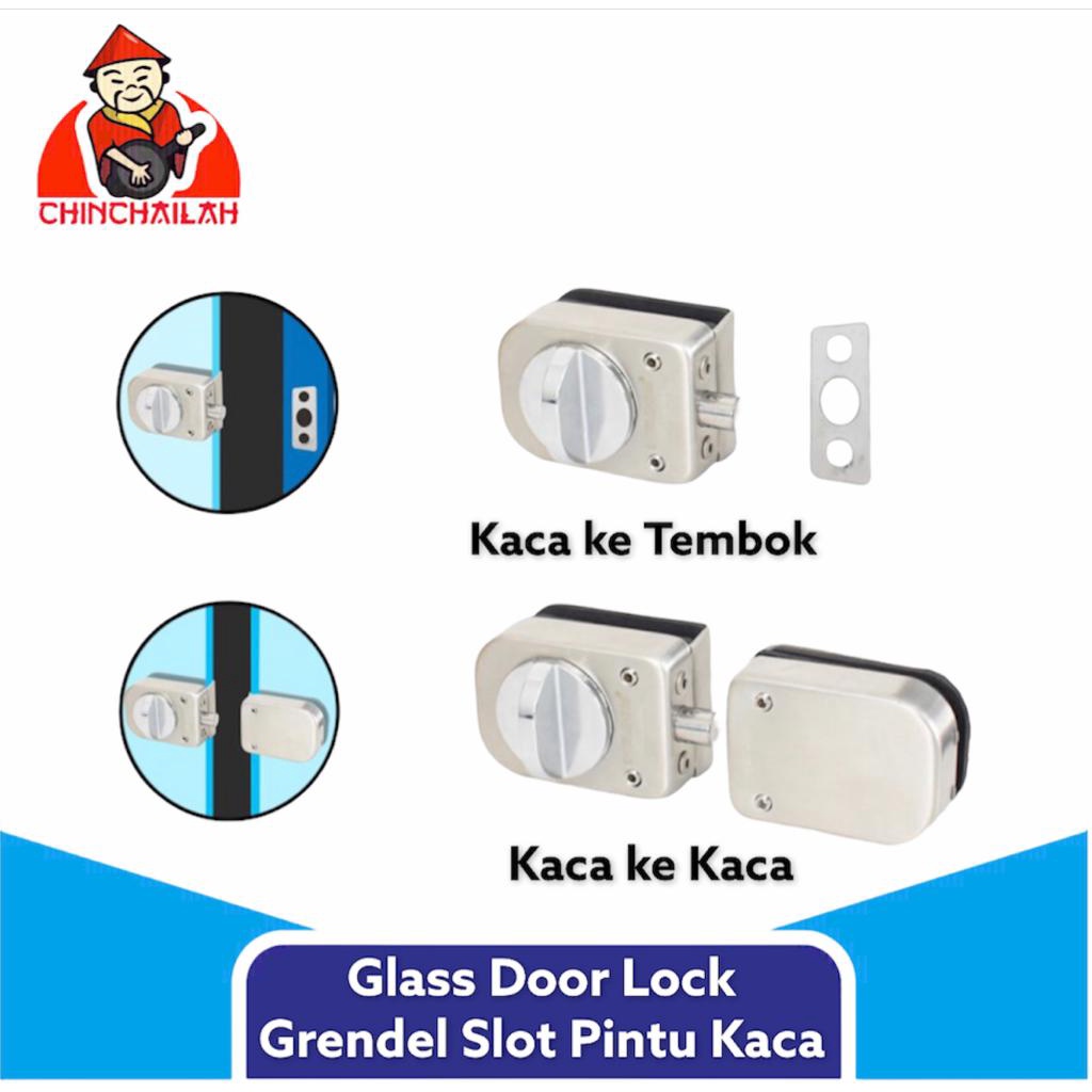 Jual Grendel slot pintu kaca / Glass door lock kamar mandi stainless ...