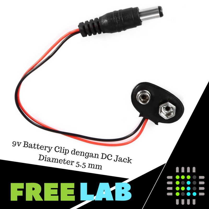 Jual Battery 9v Clip Baterai Klip dengan DC Jack untuk Arduino Uno Mega ...