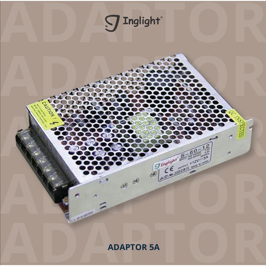 Jual Trafo / ADAPTOR /Power Supply 5 A 12V Untuk Lampu Strip & Rolled ...