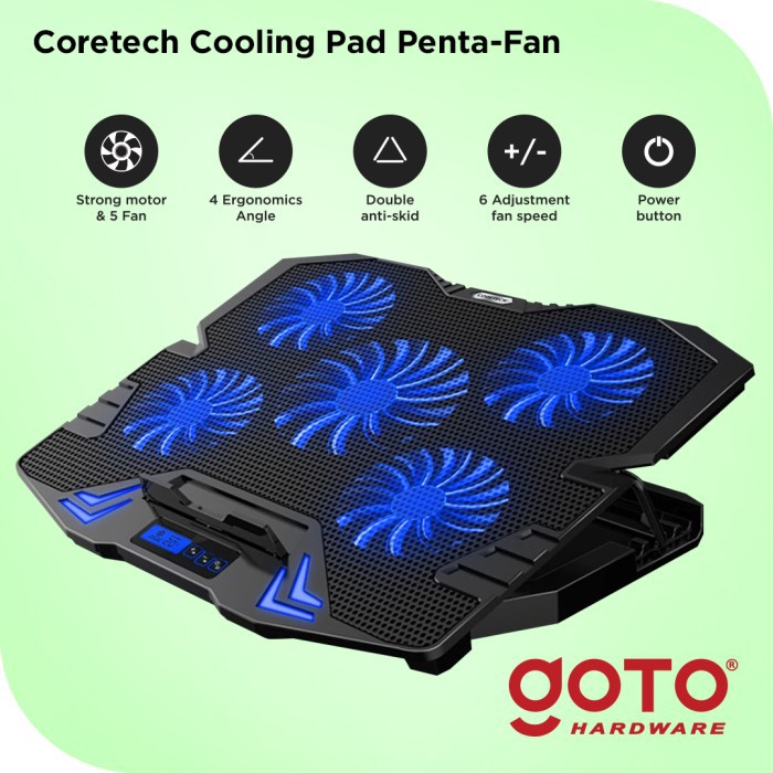 Jual Coretech Penta-Fan Cooling Pad Kipas Fan Pendingin Laptop Portable ...