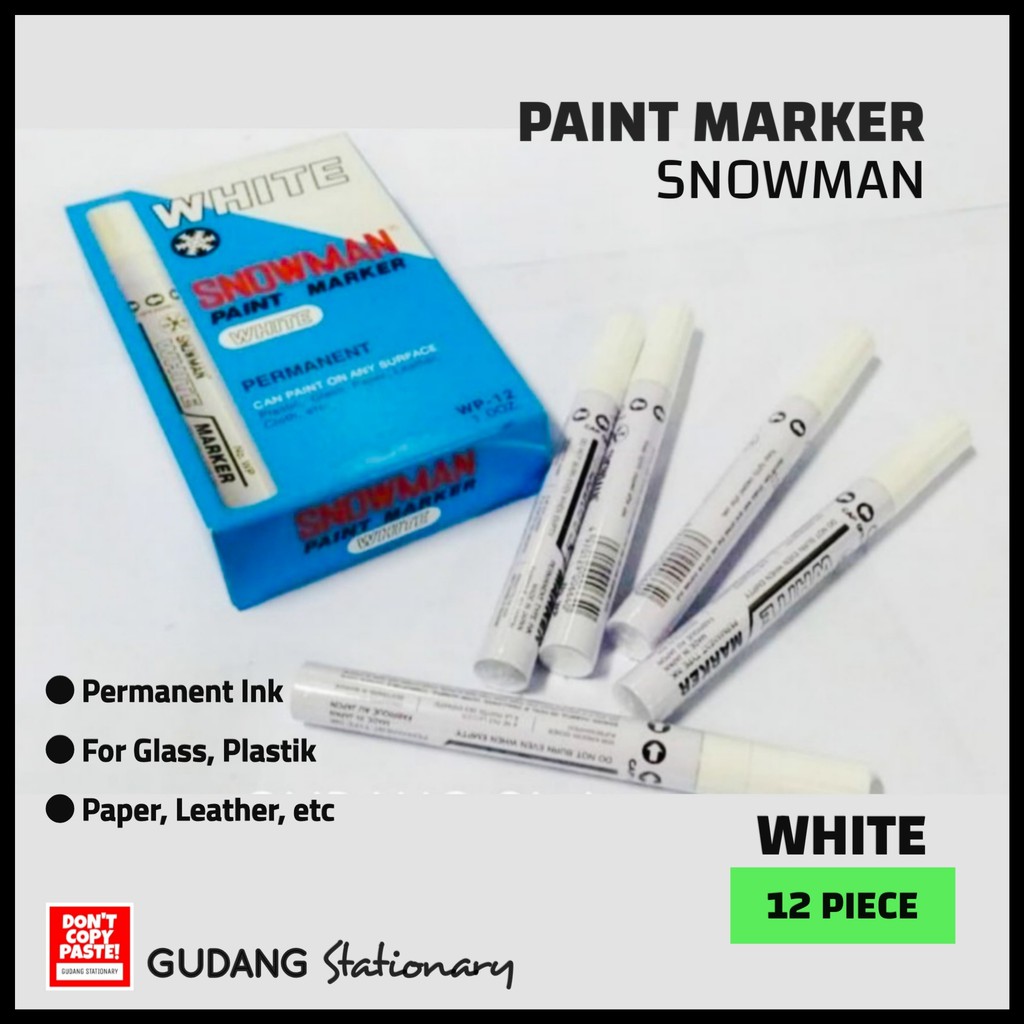 Jual Spidol Permanent Paint Marker Snowman Putih (isi 12 pcs) | Shopee ...