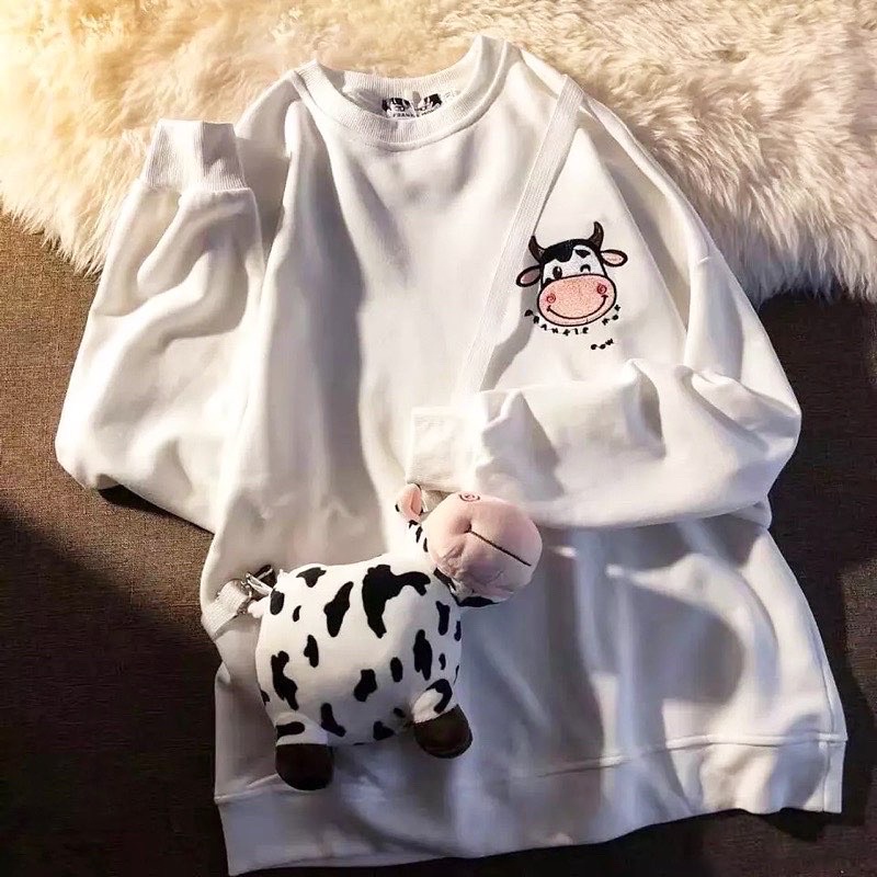 Jual SWEATER MOTIF SAPI LUCU/MODEL PRINT COW BAHAN BABYTERRY | Shopee ...