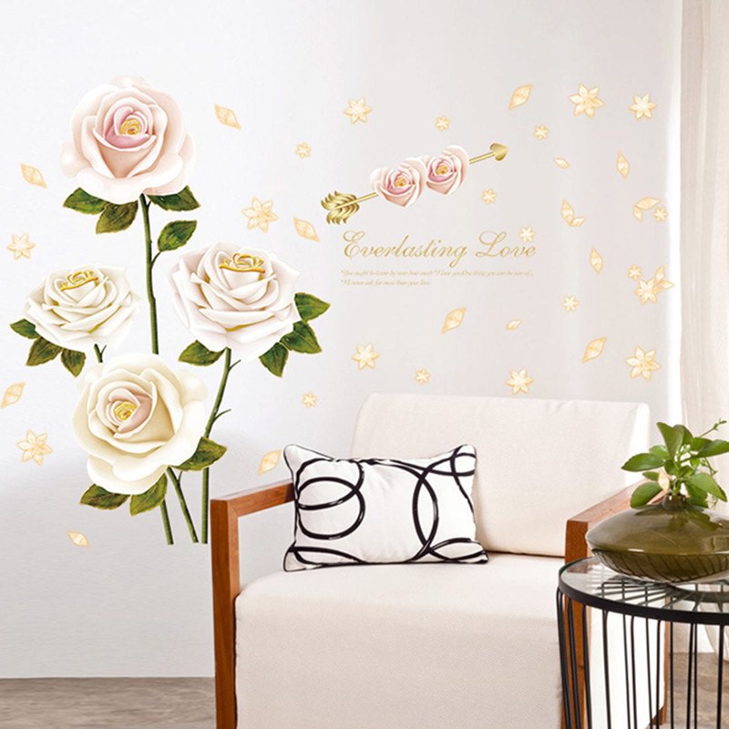 Jual 【COD】Wallsticker Bunga Mawar Putih dan Pink Ukuran XL Stiker ...
