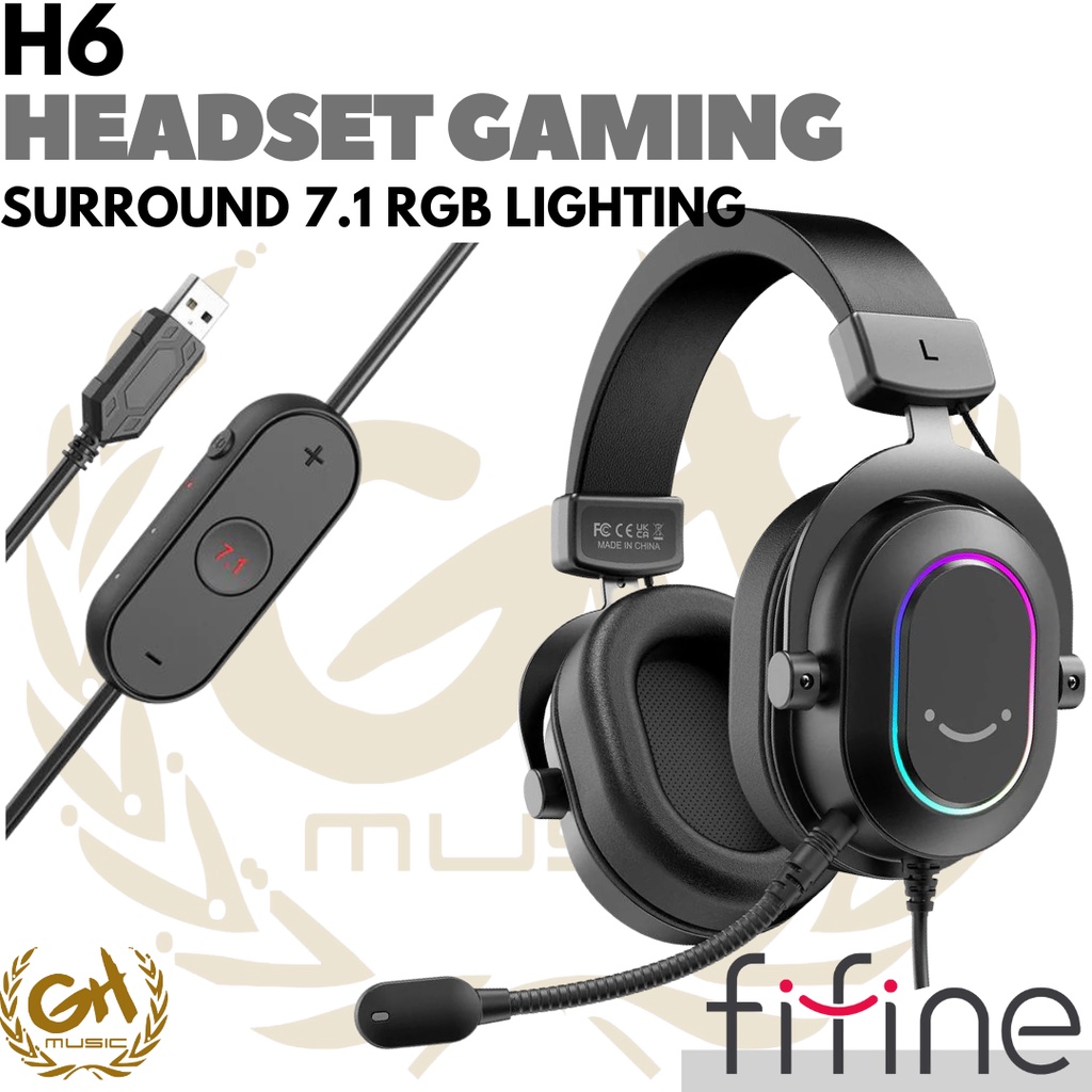 Jual FIFINE H6 USB HEADSET 24-BIT, 7.1 SURROUND SOUND, RGB LIGHTING ...