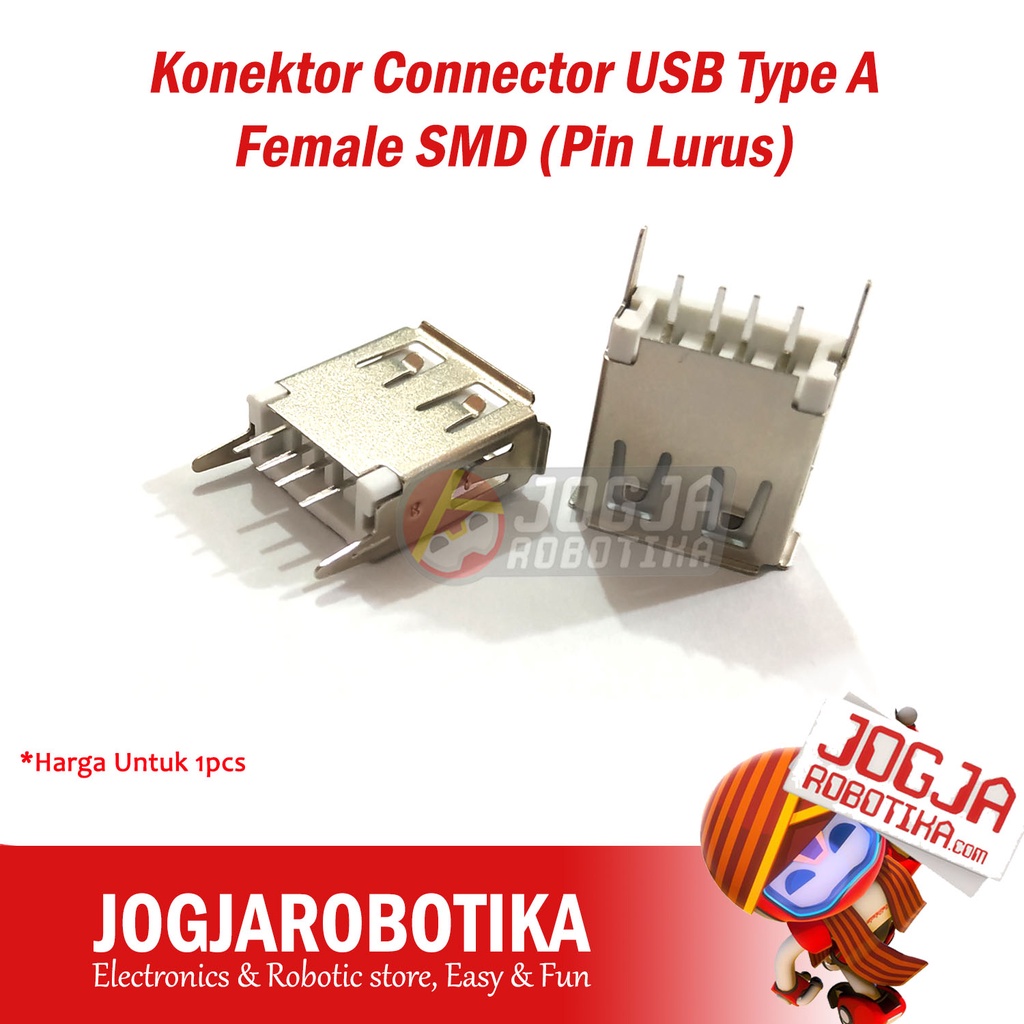 Jual Konektor Connector USB Type A Female SMD 4 Pin Lurus | Shopee ...