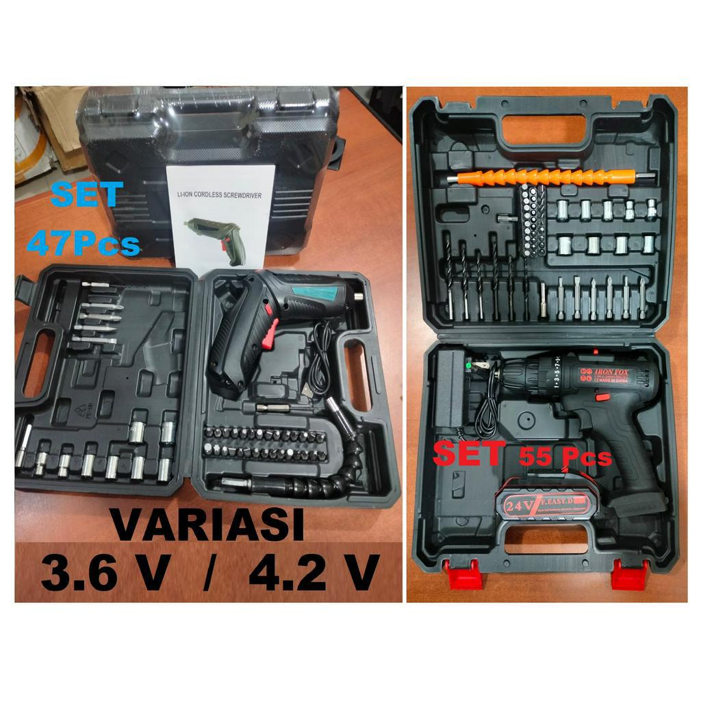 Jual Set Mesin Bor Obeng Elektrik Cordless Screwdriver Mesin Bor Mini
