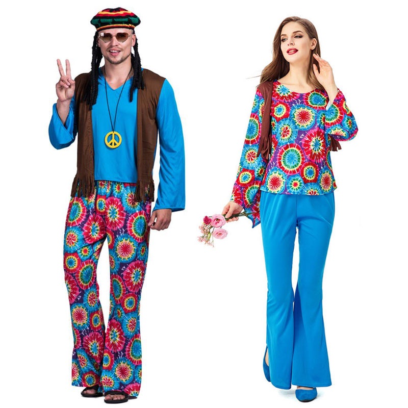 Jual Preorder Umorden Adult Retro 60s 70s Hippie Love Peace Costume Cosplay Women Men Couples