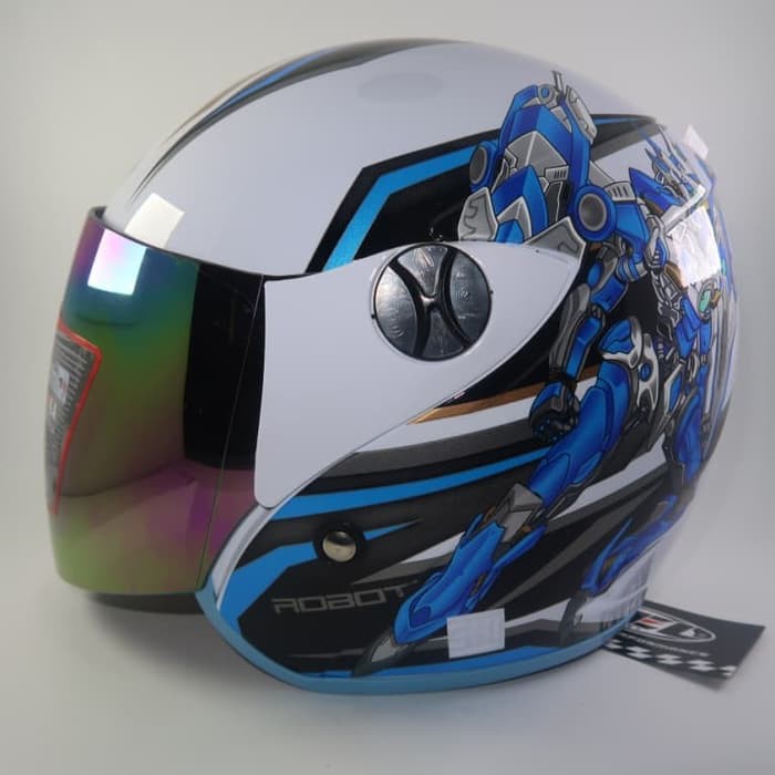 Jual Helm shel ANAK Robot Transformer white blue | Shopee Indonesia