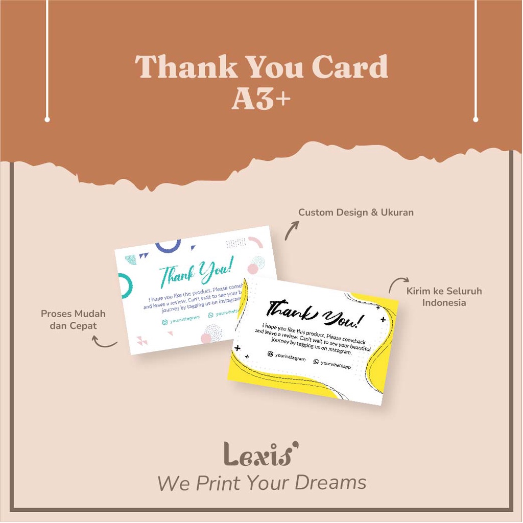 Jual Thank You Card / A3+ (Ukuran Custom) - Thankyou Card - Kartu ...