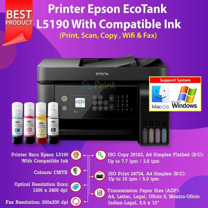 Jual Printer Epson L5190 Print Scan Copy WiFi All-In-One Wireless Fax ...