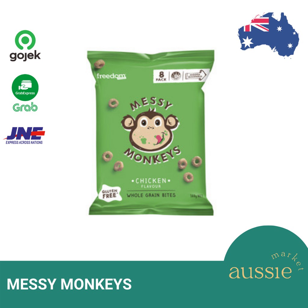 Jual MESSY MONKEYS CHICKEN FLAVOURED Whole Grain Bites 160g/Snack ...