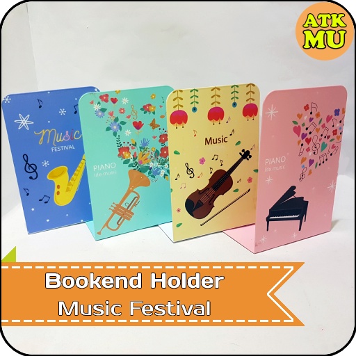 Jual Pembatas Buku Besi Bookend Holder Book Stand Music Festival ...