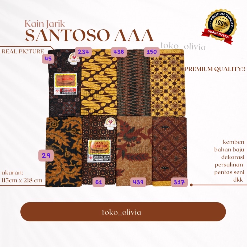 Jual Jarik Batik Panjang SANTOSO AAA – Kain Sogan Halus Katun Primisima 220x115 | Shopee Indonesia