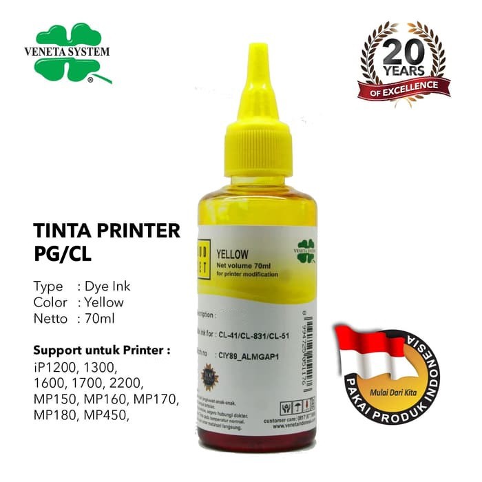 Jual TINTA REFILL ISI ULANG BOTOL INFUS PG/CL 70ML YELLOW | Shopee ...