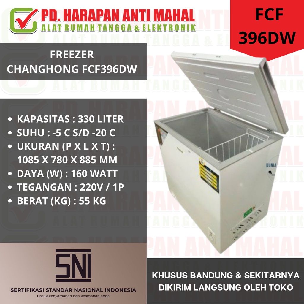 Jual FREEZER CHANGHONG FCF396DW/ FREEZER 330 LITER CHANGHONG FCF396DW ...