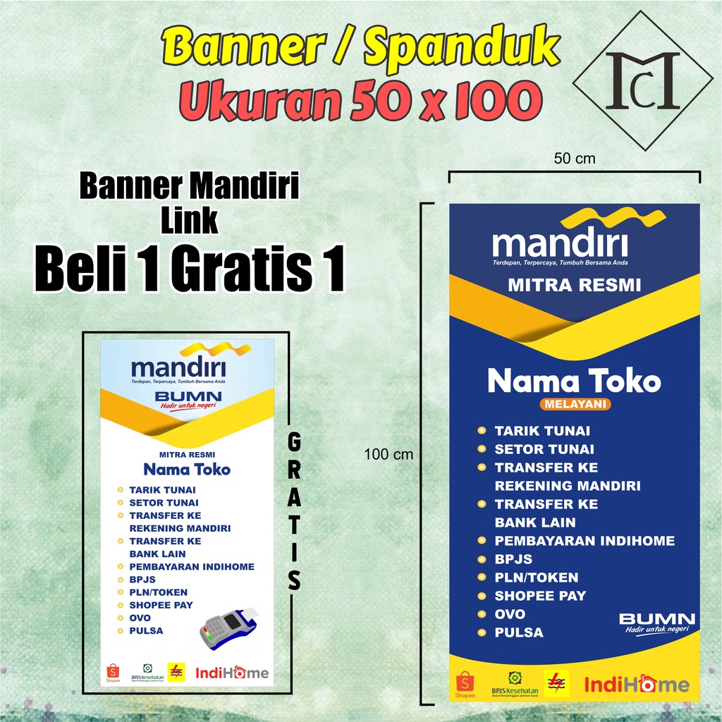 Jual Banner Agen Mandiri Link ukuran 50x100 (BUY 1 GET 1) | Shopee ...