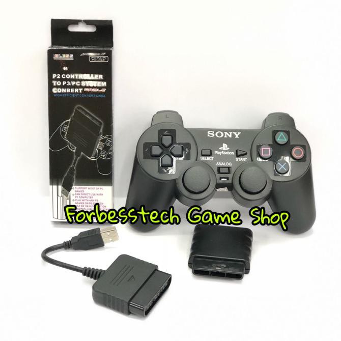 Jual Stik Stick Sony Ps2 Wireless Op Hitam + Receiver Converter Single ...