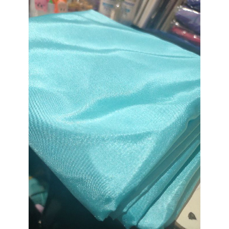 Jual bahan kain saten peles satin biru muda mint yard gulungan dekorasi ...