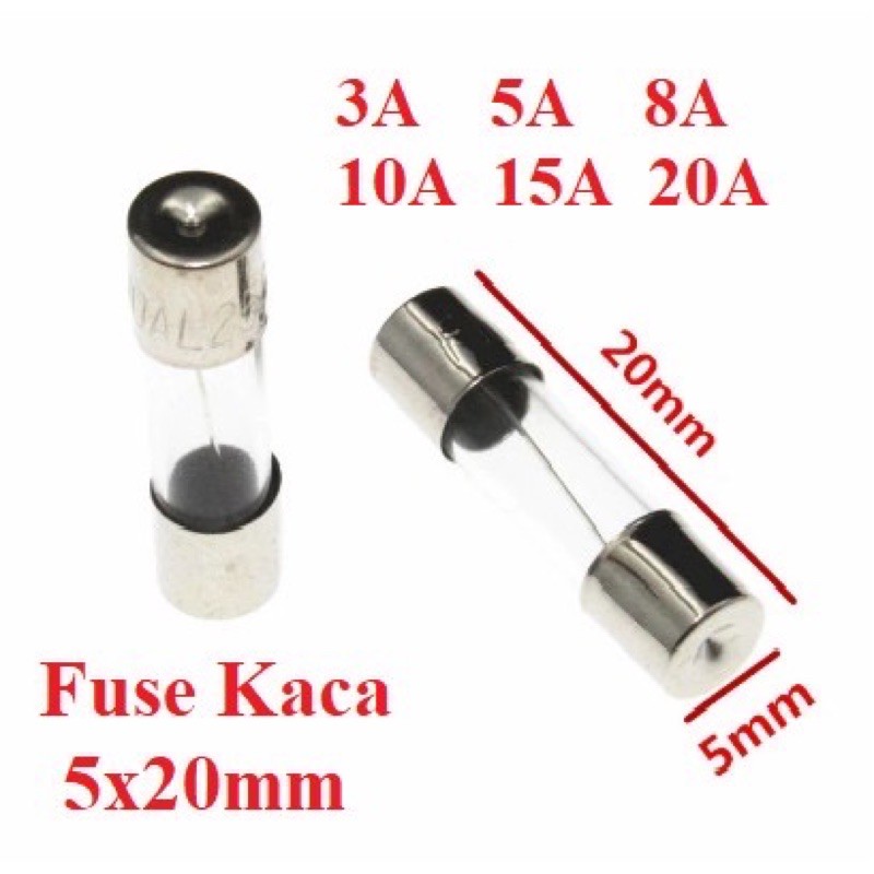 Jual FUSE FIUS KACA SEKRING TABUNG KACA 0,5A 1A 2A 3A 6A 7A 8A 10A 15A 20A 30A | Shopee Indonesia