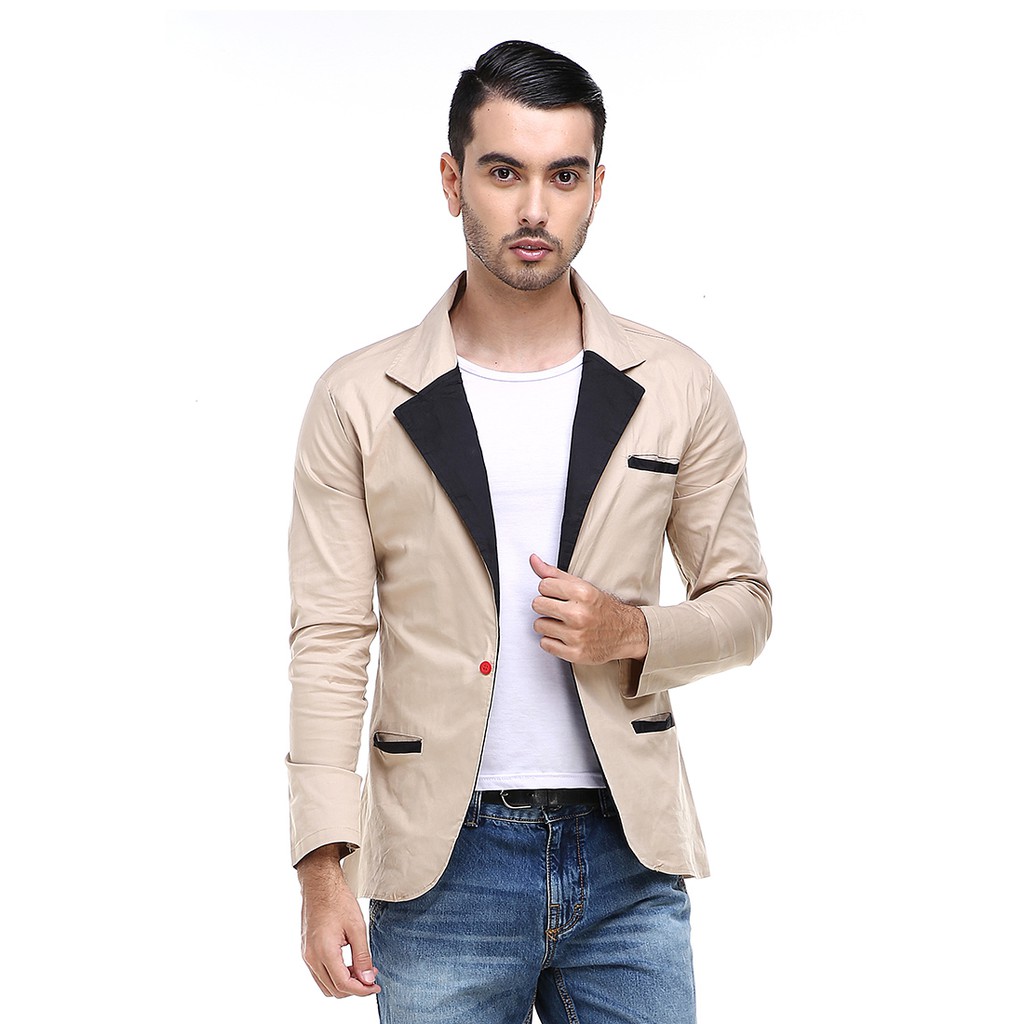 Jual Hamlin Woreq Blazer Pria Pockets Two Tone Formal Material Cotton ...