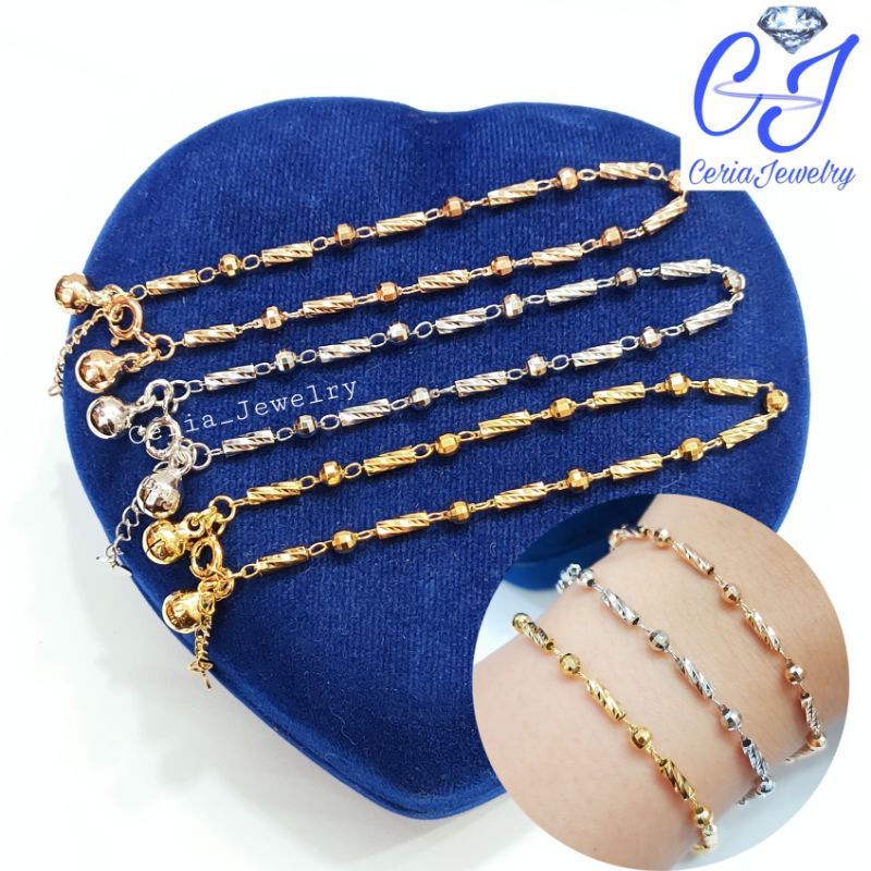 Jual Gelang Perak Asli Silver 925 Lapis Emas Model Bambu Ukir ...