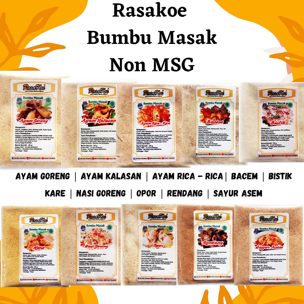 Jual Bumbu Masak Instant Non MSG Murah Rasakoe 25 gr Bacem Ayam Kalasan ...