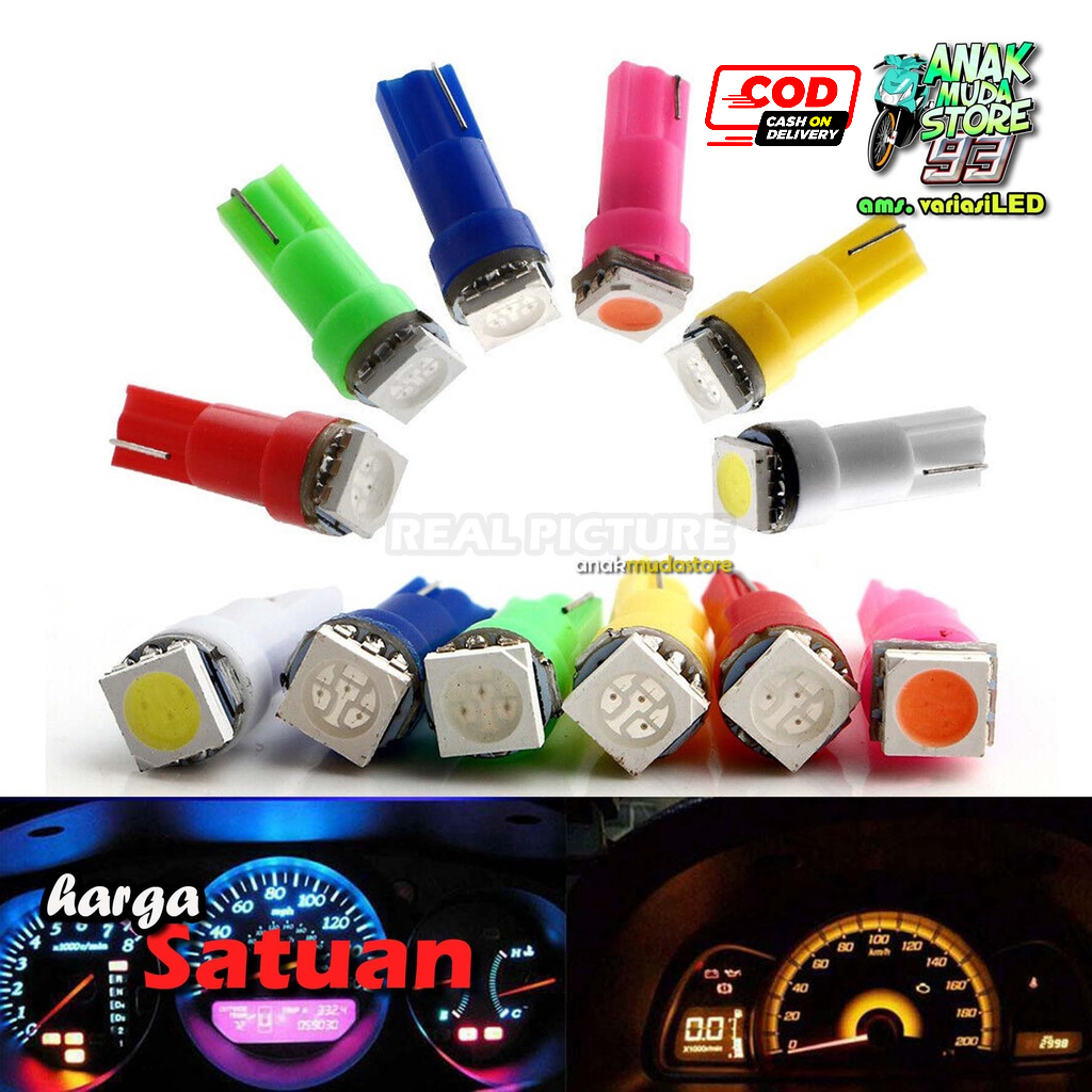 Jual (LT0X) Lampu LED T5 Speedometer 1 Titik LED Lampu Speedometer COB ...