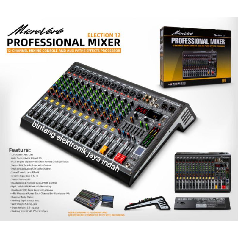 Jual MIXER AUDIO MICROVERB 12 BLUETOOTH RECORDING PC USB MP3 256 DSP ...