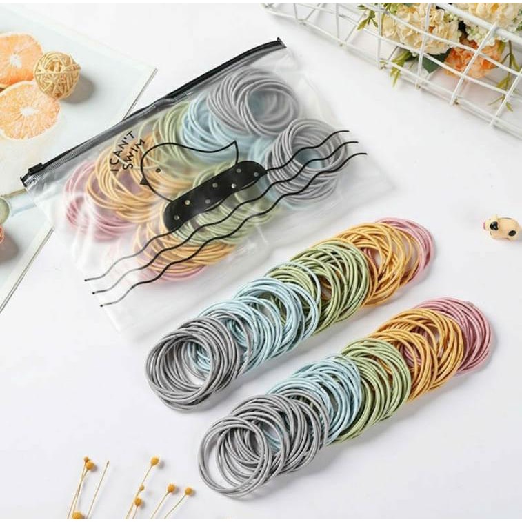 Jual Kunciran Rambut Elastis 100 pcs Gaya Korea Ikat Rambut Karet ...
