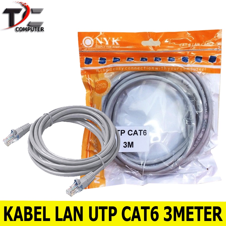Jual NYK Kabel LAN UTP Cat 6 RJ45 1.5M / 3M / 5M / 10M | Shopee Indonesia
