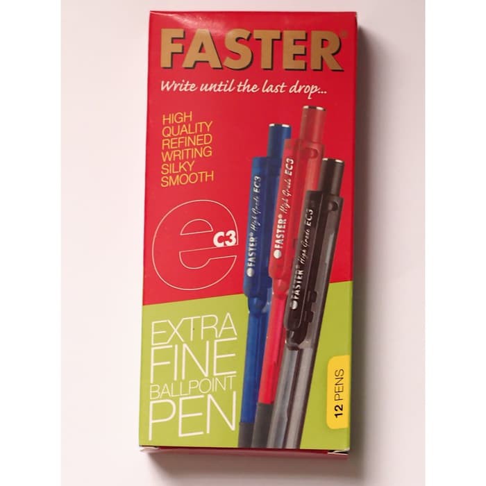 Jual Faster Ballpoint/ Pulpen EC3 ,0.7mm isi 12 pcs -black | Shopee ...