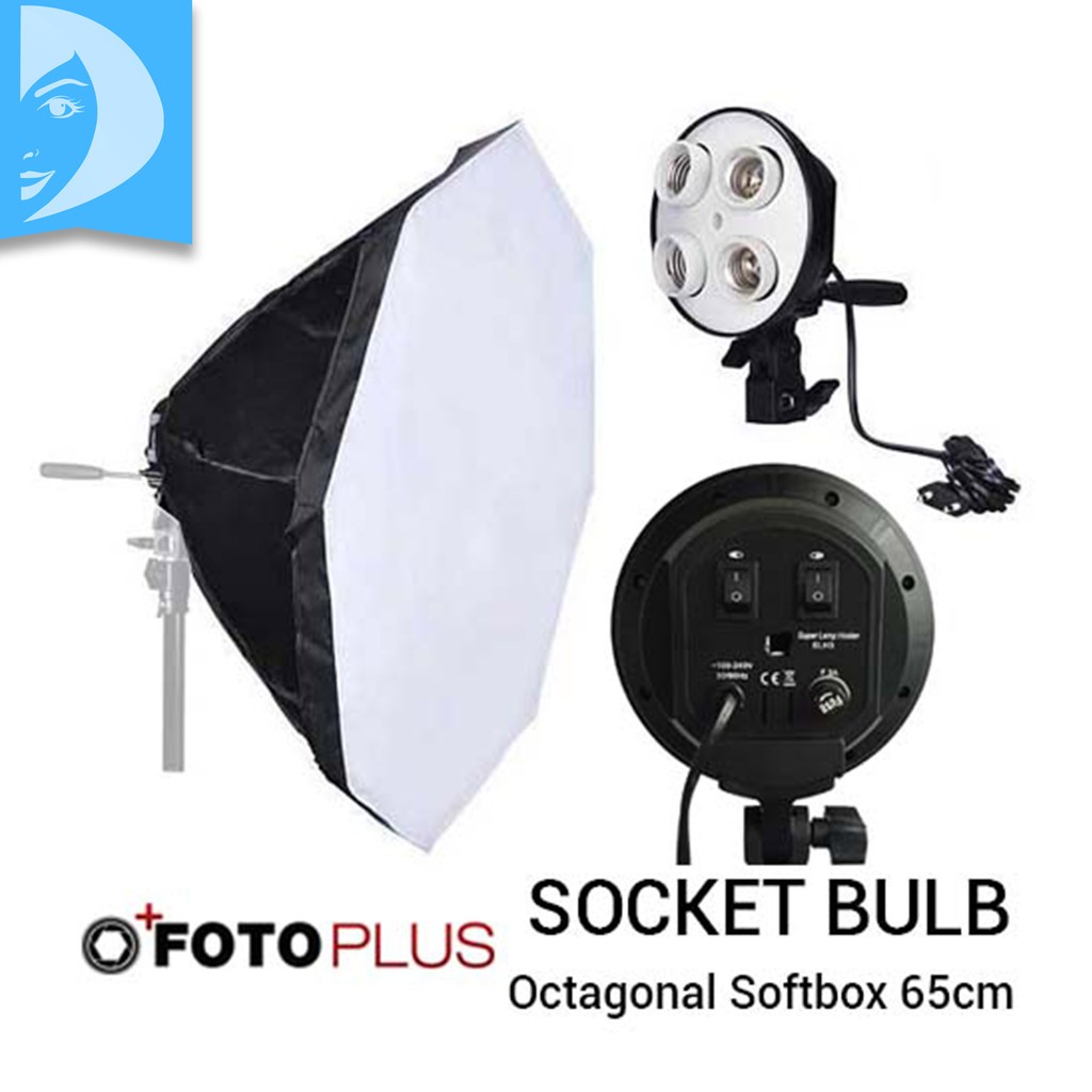 Jual Fotoplus Socket Bulb With Octagonal Softbox 65cm / Lighting Studio Lampu Softbox | Shopee ...