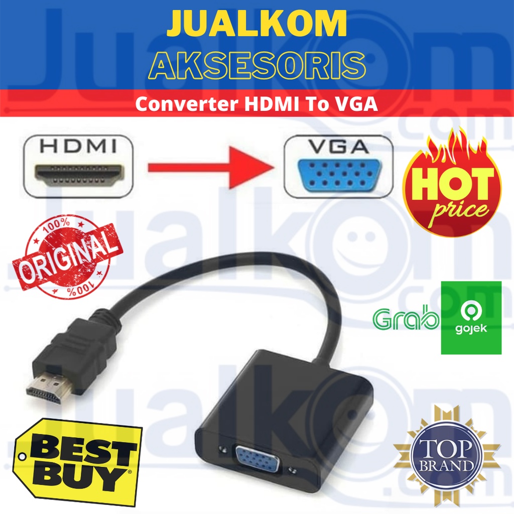 Jual Converter HDMI to VGA Kabel Konektor HDMI TO VGA | Shopee Indonesia