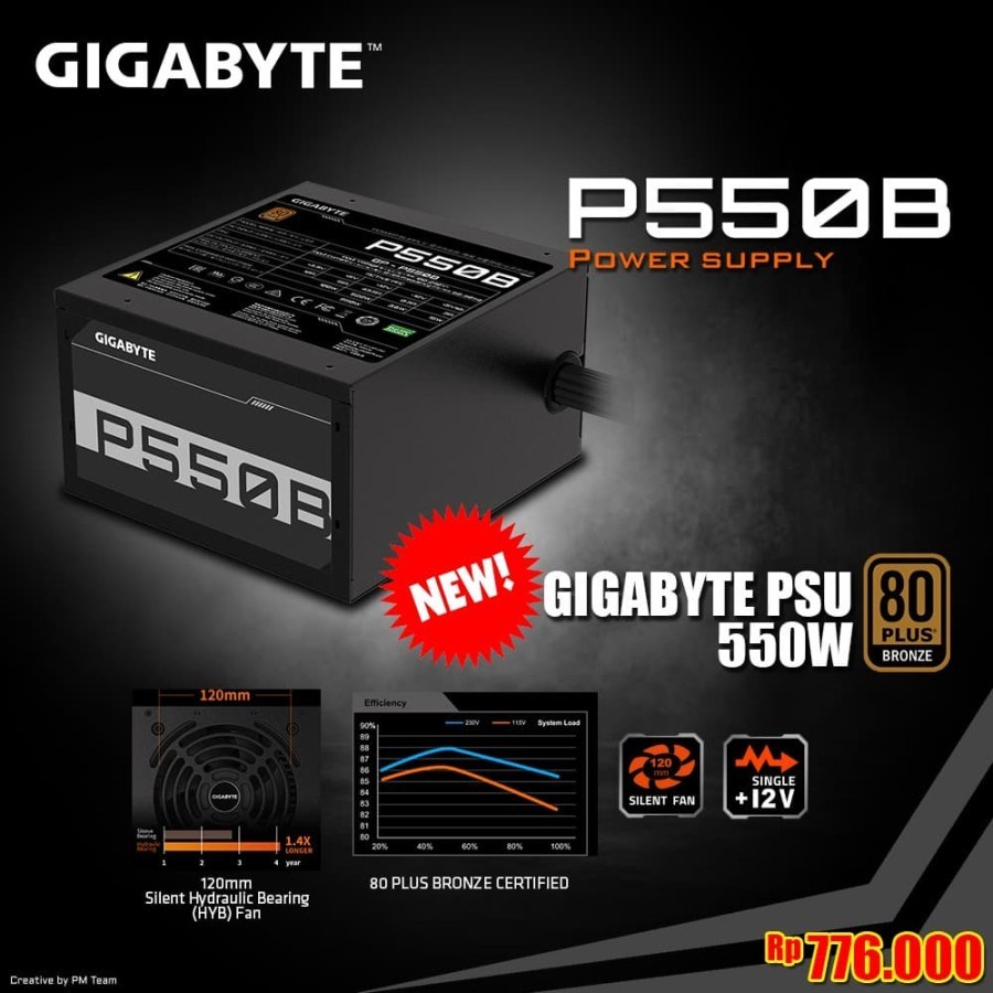 Jual Power Supply Gigabyte P550B 80+ Bronze - Gigabyte PSU 550W P550B ...