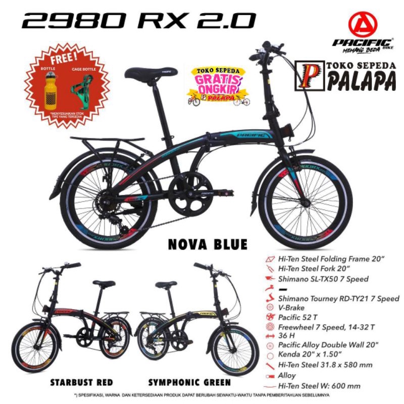 Jual Sepeda Lipat 20 PACIFIC 2980 RX 2.0 Seli Folding Bike 2 | Shopee ...
