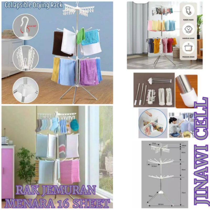 Jual JEMURAN LIPAT BERDIRI RAK JEMURAN MENARA JUMBO 16 SHEET | Shopee ...