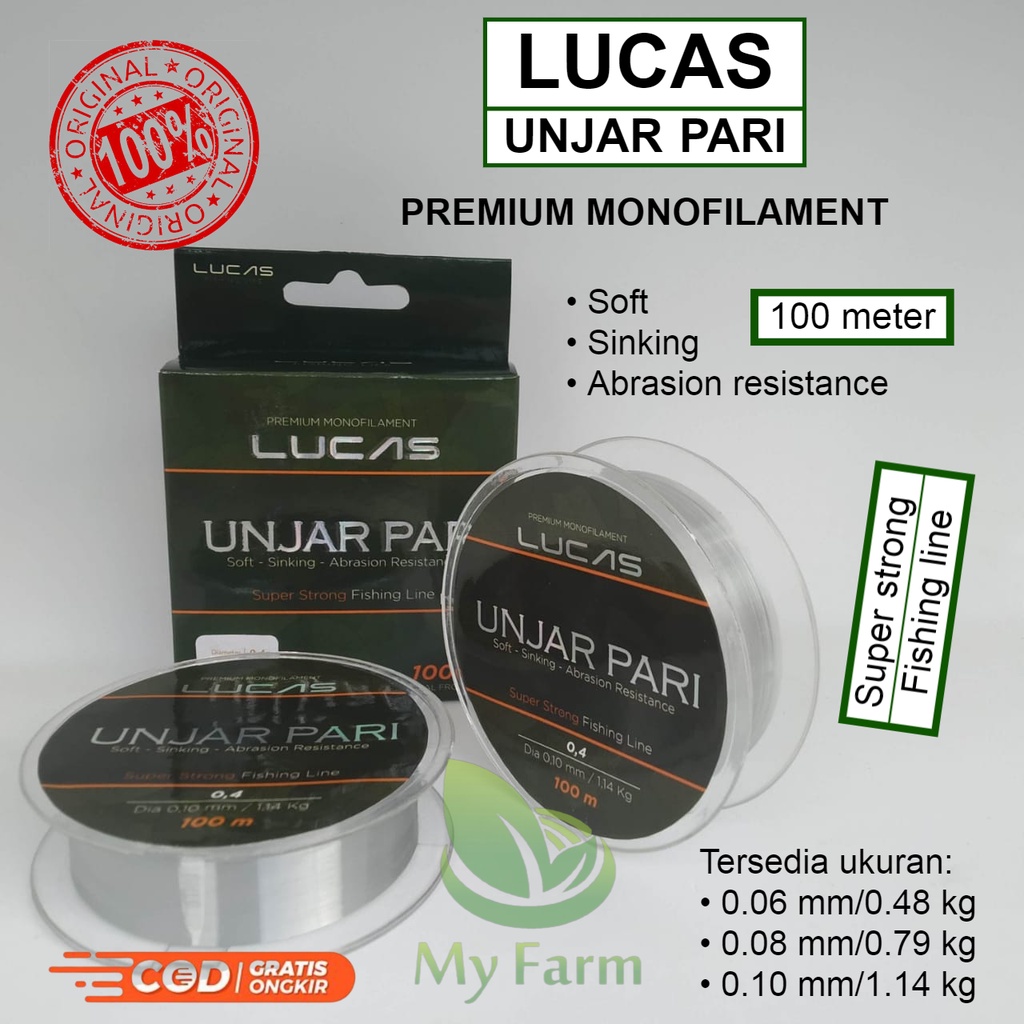 Jual Senar Lucas Unjar Pari 100 Meter Warna Clear Bening Super Tough ...