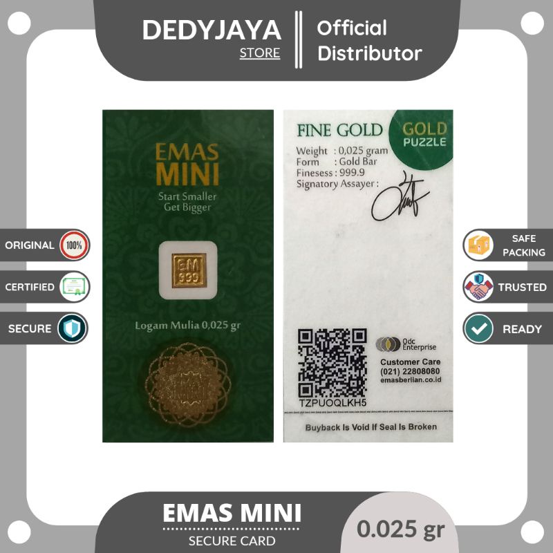 Jual [Official Distributor] Logam Mulia Emas Mini Secure Card 0,025 ...
