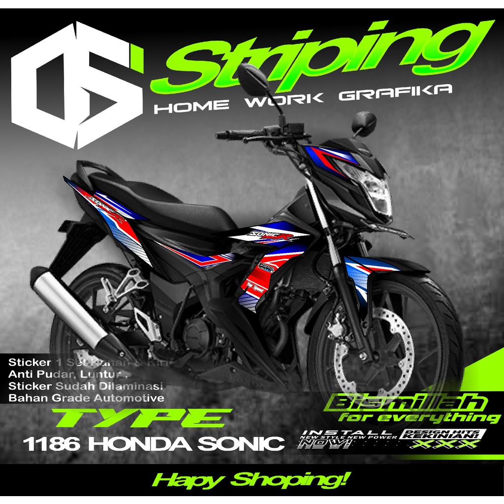 Jual 1186 Stiker Striping Honda Sonic Blue Warna Grafik Desain List ...