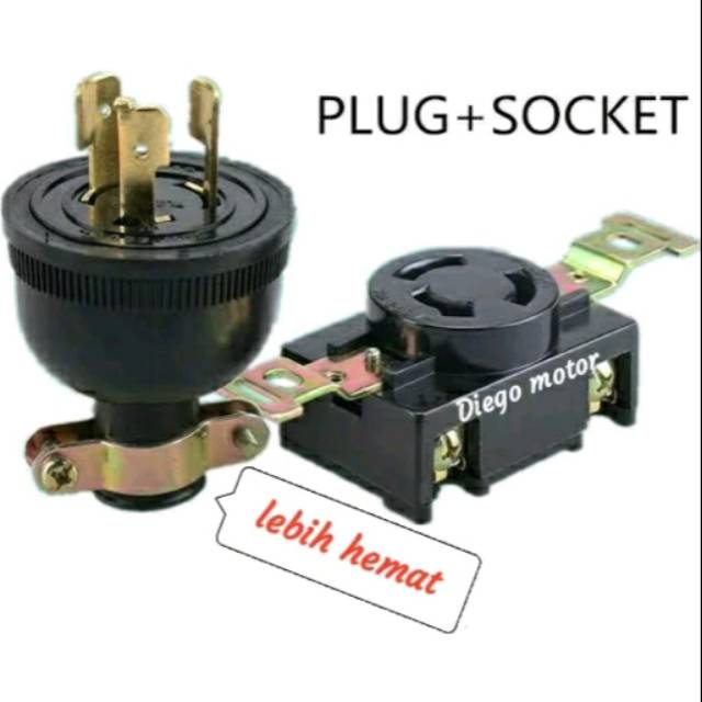 Jual 1 paket Plug Cok Plus Steker 3 kaki Putar Mesin Genset 5kw 6kw 7kw ...