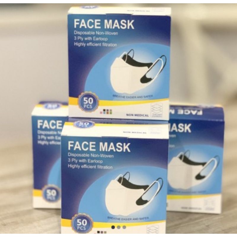 Jual Masker duckbill (TEBAL) ada garis face mask 3 ply Putih dan hitam ...