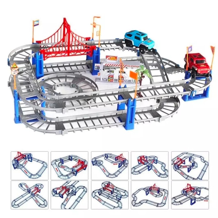 Jual diecast-track-bangunan- mainan anak diy jalur rel mobil balapan ...